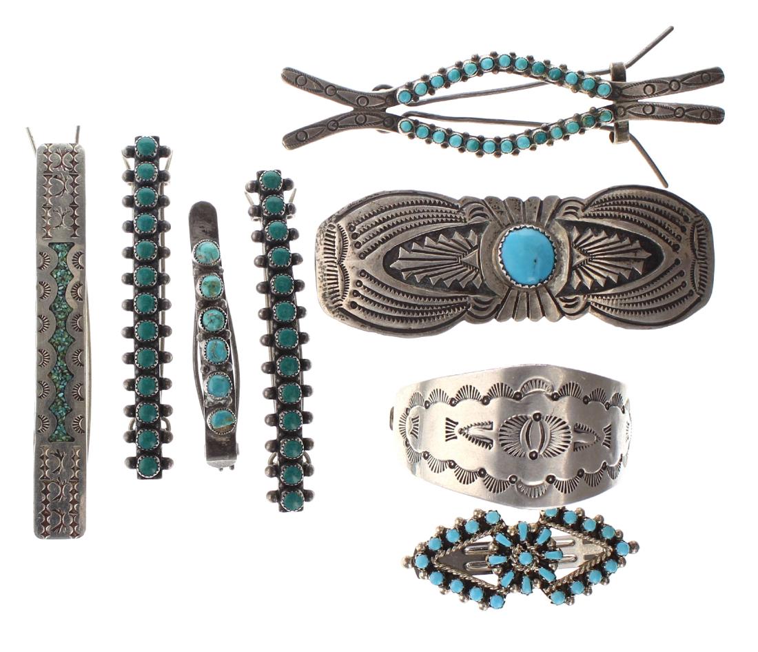 Sterling Silver Genuine Turquoise Vintage Old Pawn Hair