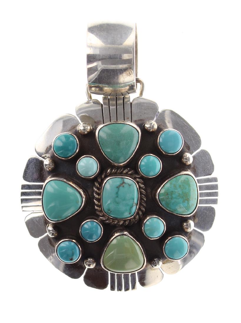 Sterling Silver Genuine Turquoise Contemporary Pendant