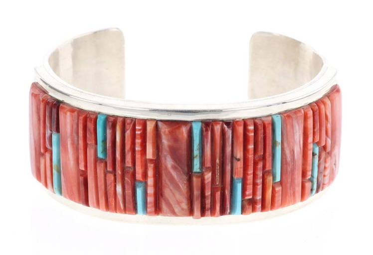 V. Benally Spiny Oyster & Turquoise Cobble Stone Inlay