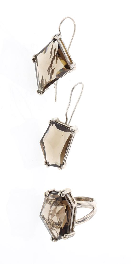 Vintage Mona Van Riper Smokey Quartz Earrings & Ring