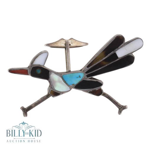 Vintage Zuni Inlay Mixed Stones Road Runner Pin