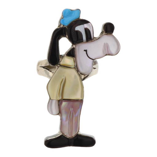 Vintage Zuni Inlay Turquoise & Shell Goofy Ring