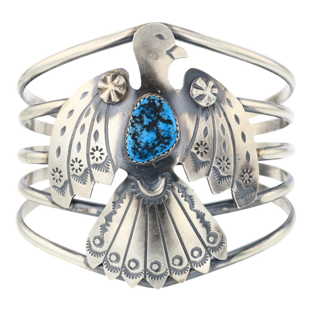 Tim Yazzie Kingman Turquoise Thunderbird Bracelet