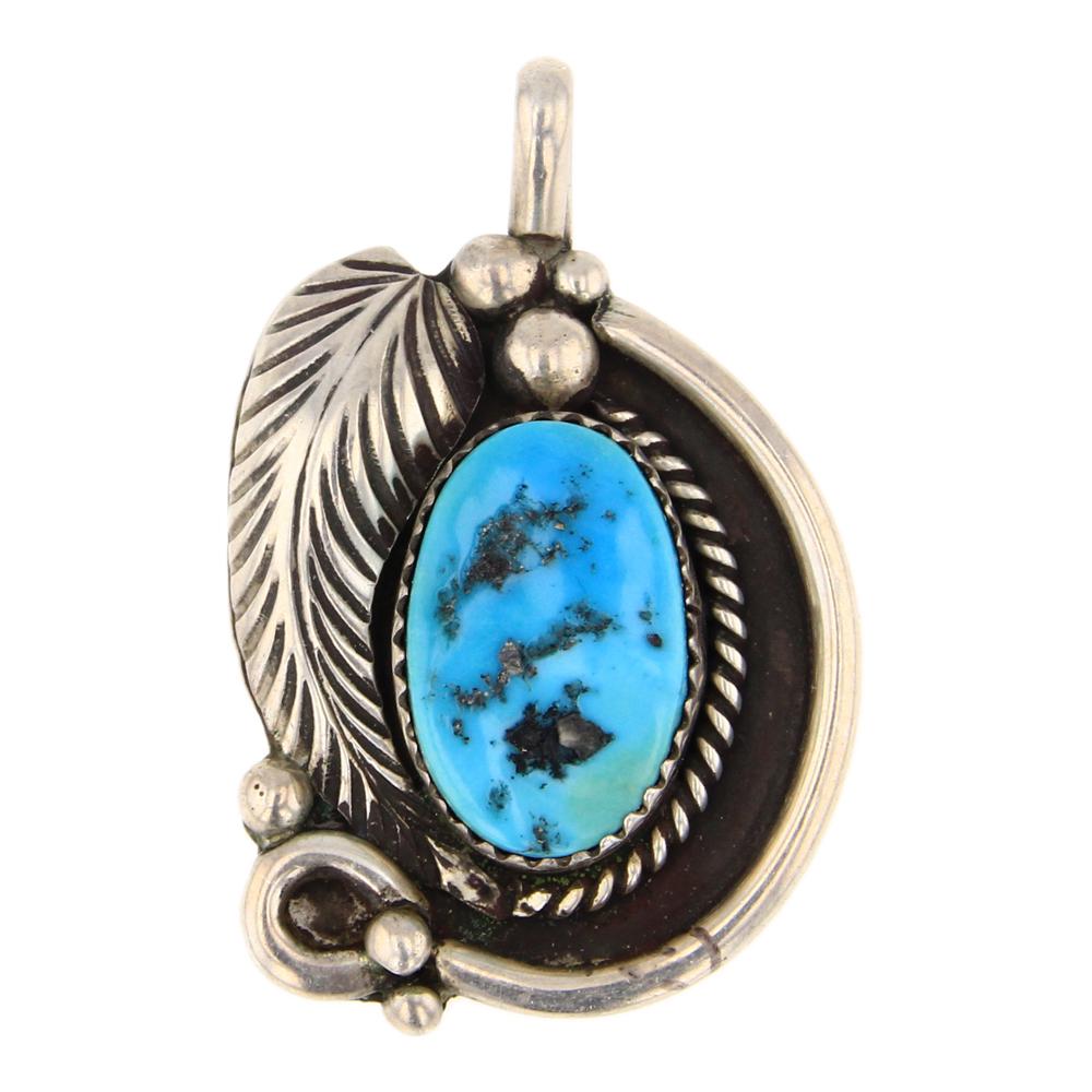 Vintage June Perry Sleeping Beauty Nugget Turquoise Pendant