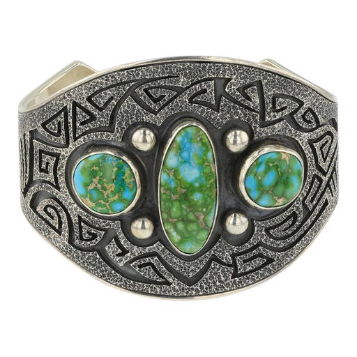 Daniel Benally Sonoran Mountain Turquoise Intricate Detailed Cuff Bracelet