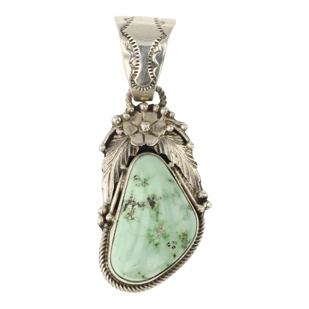 Virginia Tso Pixie Turquoise Leaf-work Pendant Auction