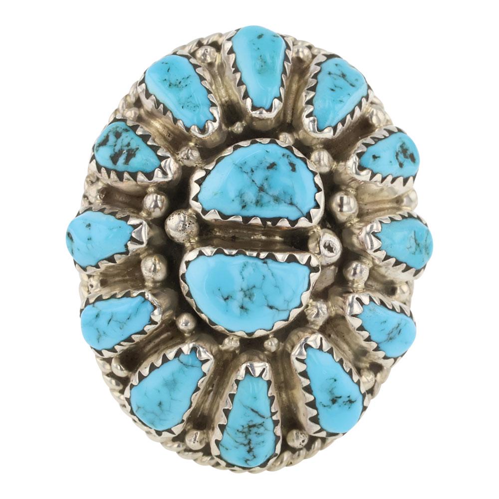 Nora Tsosie Sleeping Beauty Nugget Turquoise Dome Cluster Ring Auction