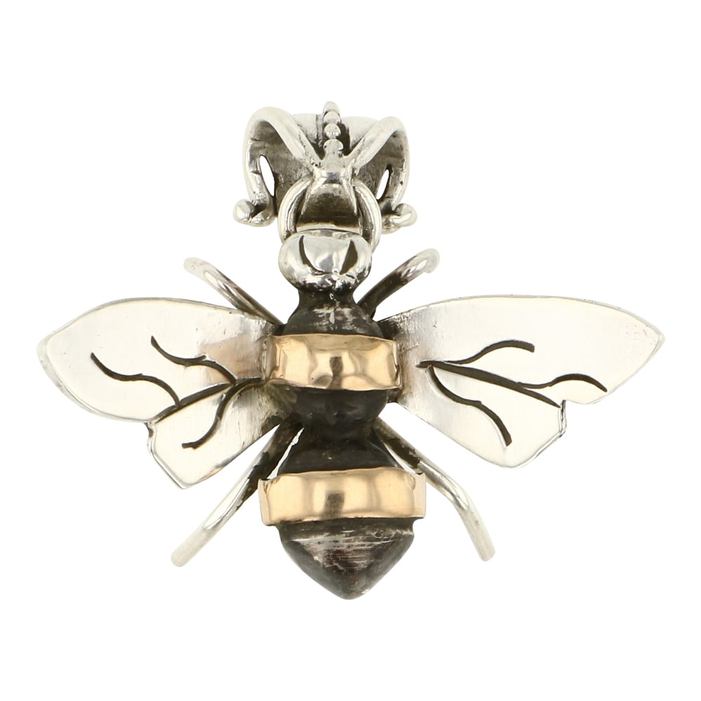 Russell Sam Navajo Sterling Silver & Brass Bumble Bee Pendant Auction