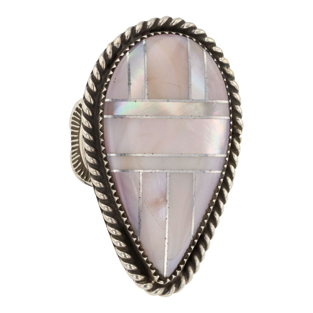 Navajo Pink Mussel Shell Inlay Ring Auction