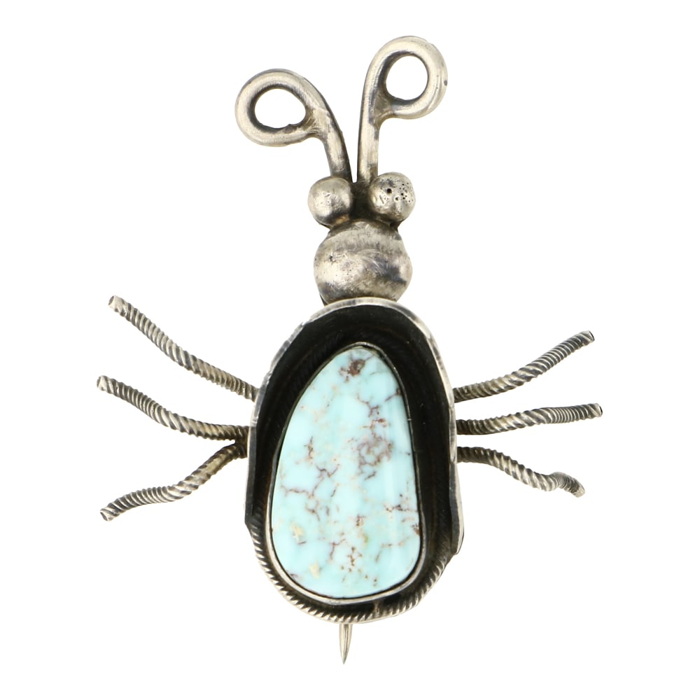 Tim Yazzie Navajo Dry Creek Turquoise Beetle Pin Auction