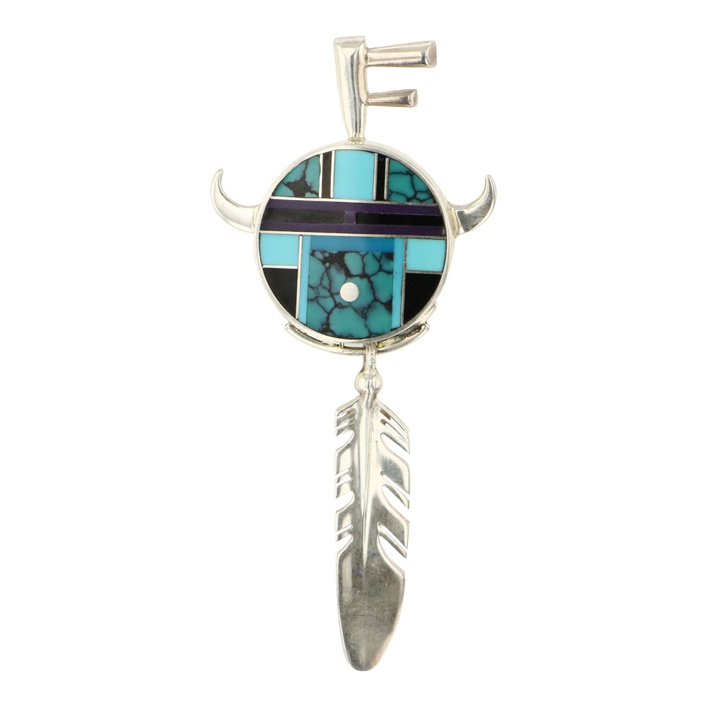 Ray Tracy Navajo Turquoise Sugilite & Jet Inlay Pendant Auction