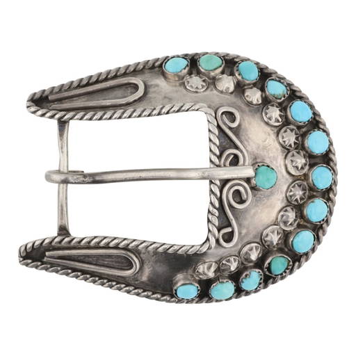 Vintage Navajo Kingman Turquoise Ranger Belt Buckle