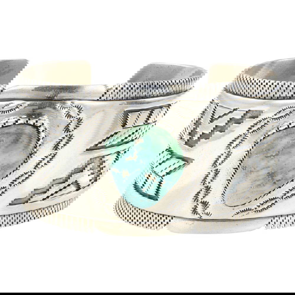 Mark Yazzie Navajo High Grade Carrico Lake Turquoise Contemporary Cuff ...
