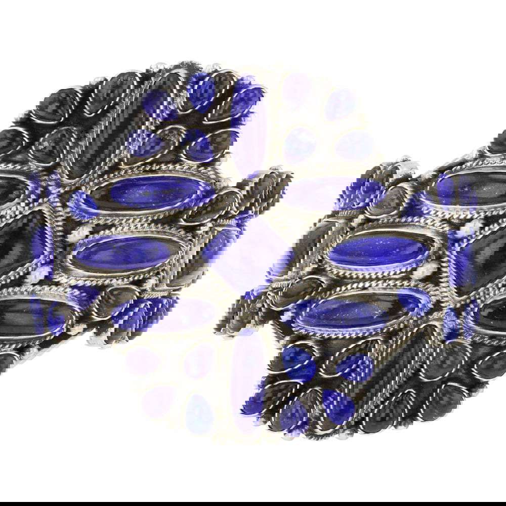 Tyler Brown Navajo Lapis Large Cluster Cuff Bracelet Auction