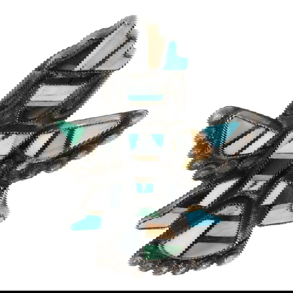 Vintage Zuni Turquoise Acoma Jet & Shell Inlay Pin Auction