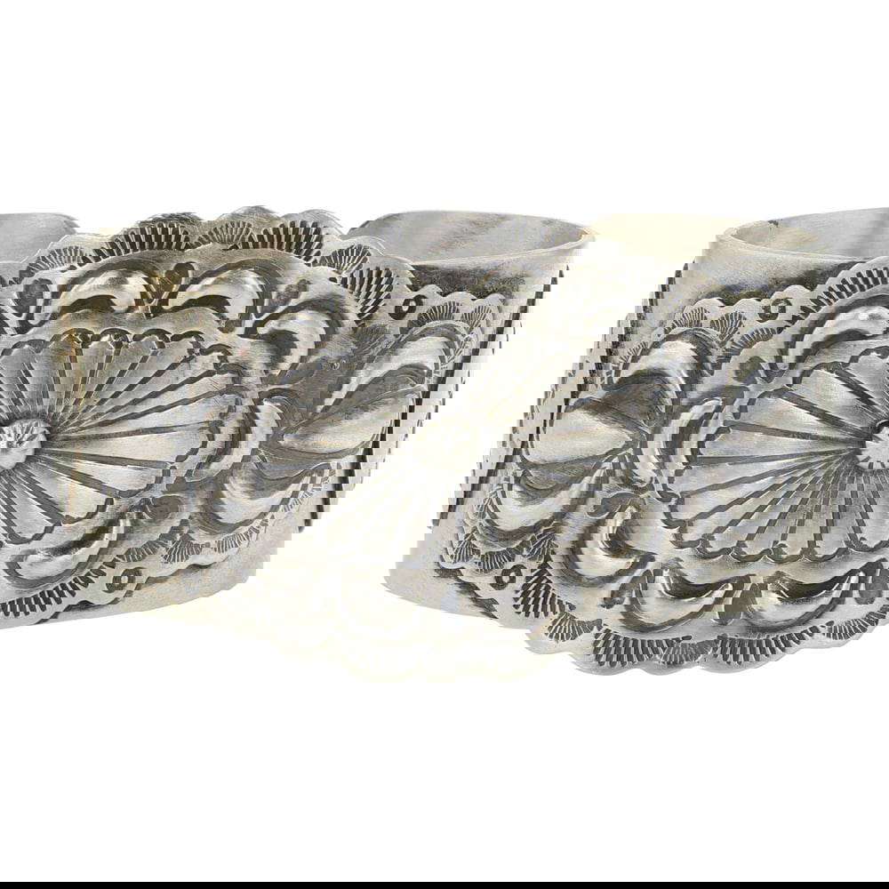 Darrin Livingston Navajo Plain Silver Bump Out Stamp-work Cuff Bracelet ...