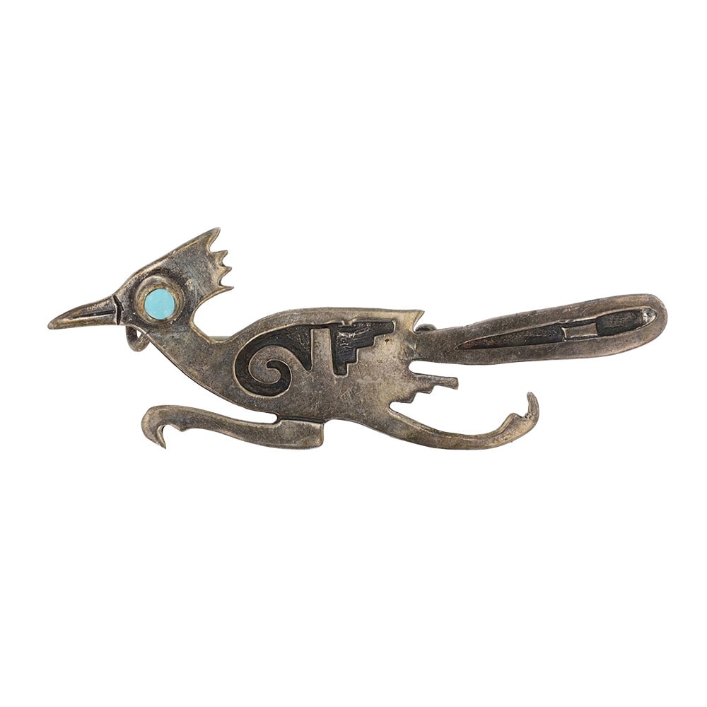 Vintage Navajo Turquoise Roadrunner Pin Auction
