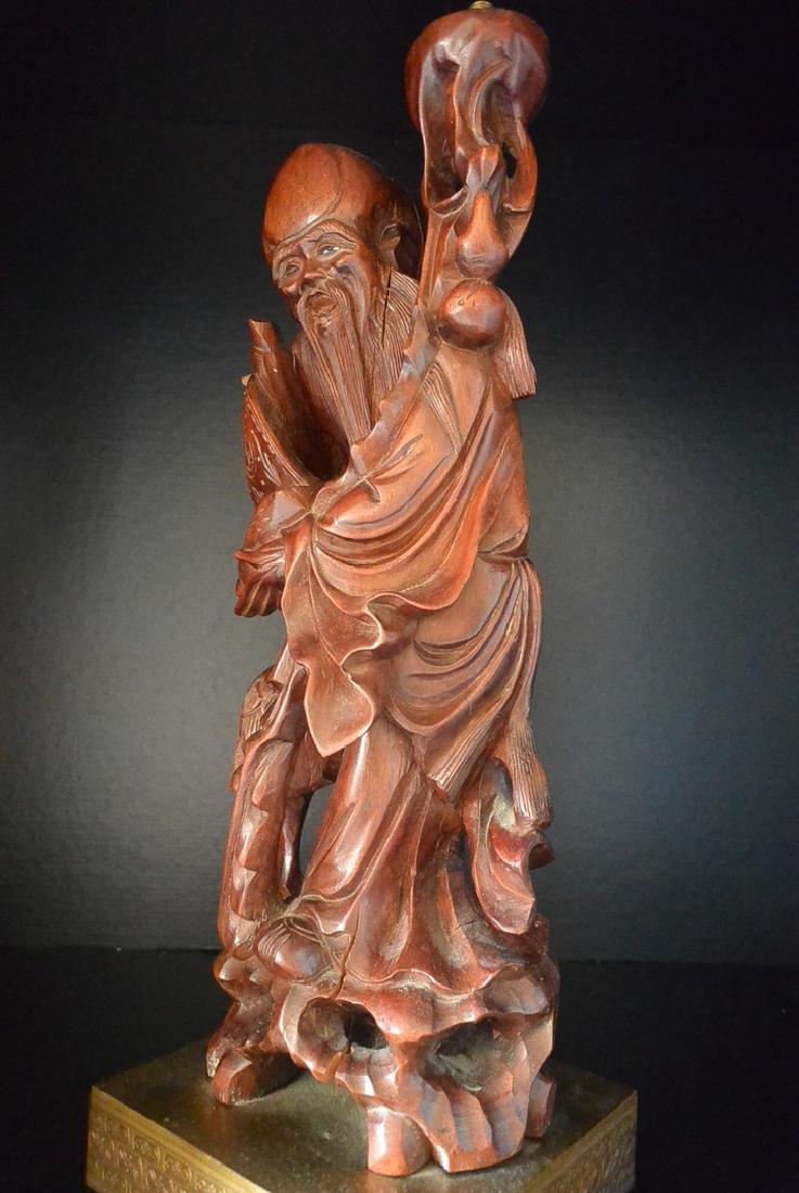 Boxwood Carved with Figure Of Shou Lao statue Qing Dyn