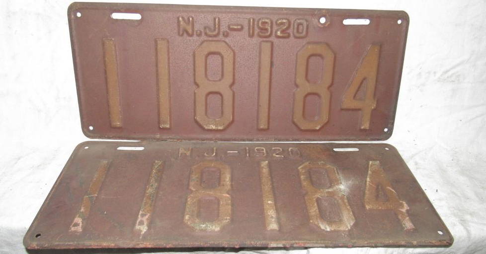 Pair Of 1920 Nj License Plates