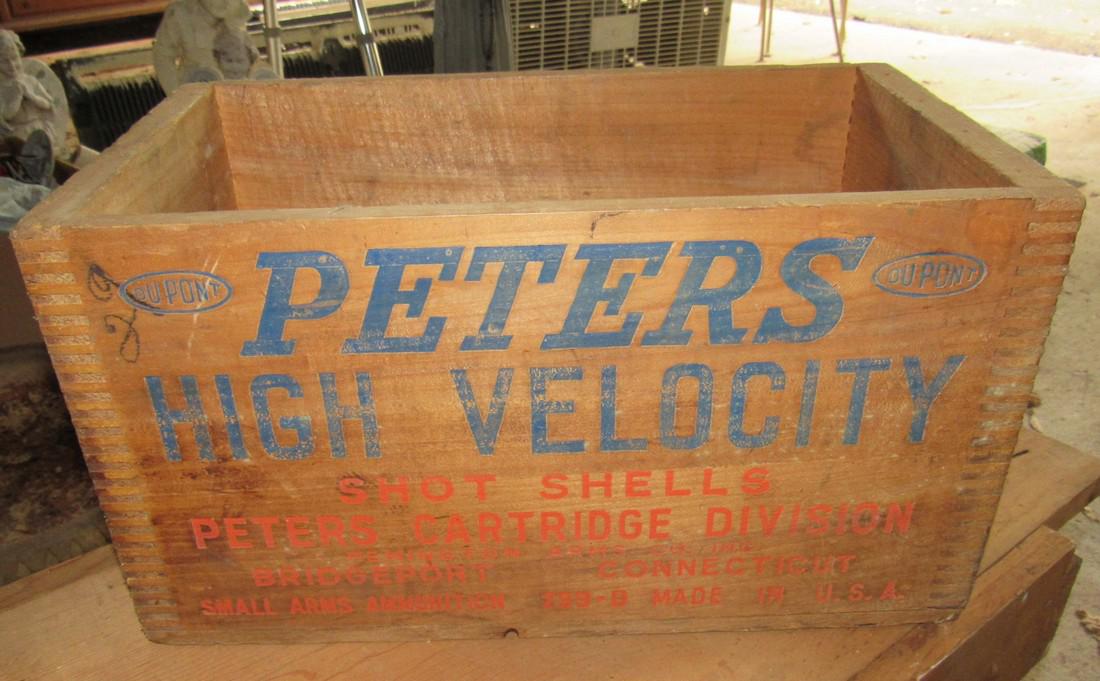 Peters High Velocity 20 Gauge Shot Shells Wooden Crate