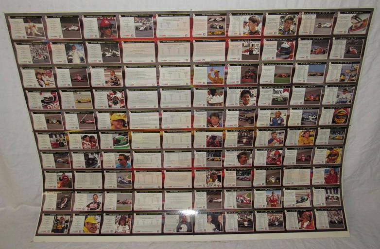 Sheet Of Uncut Indy Race Car Trading Cards