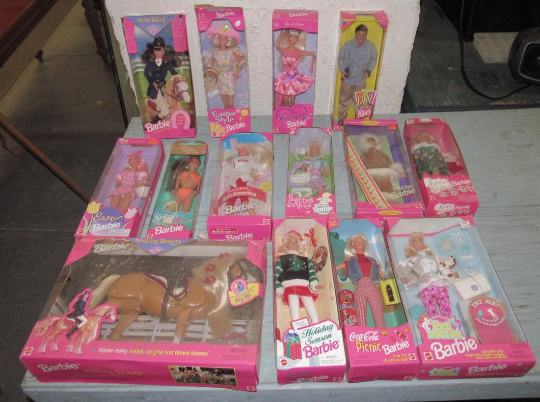 14 Vintage Barbie Dolls in Original Boxes