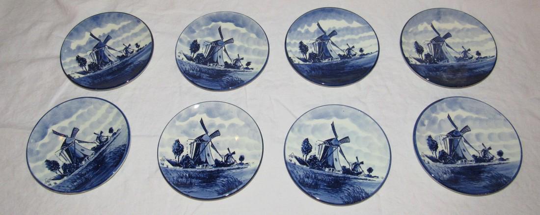 8 Delft Holland Windmill Plate
