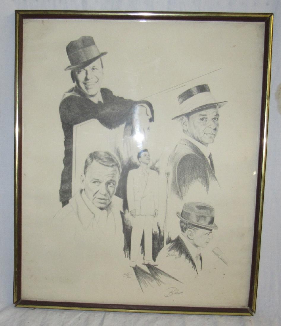 Glen Banse Signed Frank Sinatra Pencil Drawing
