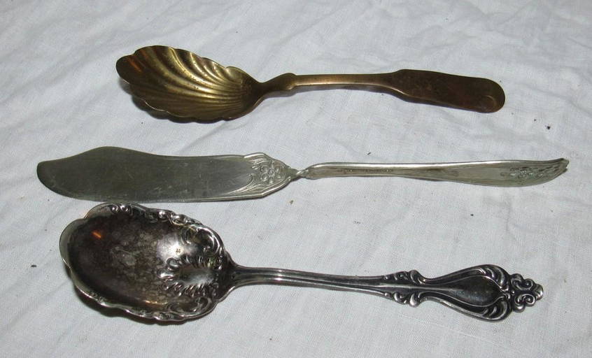 Solid Nickel Silver Knife Sterling Gold Wash Spoon