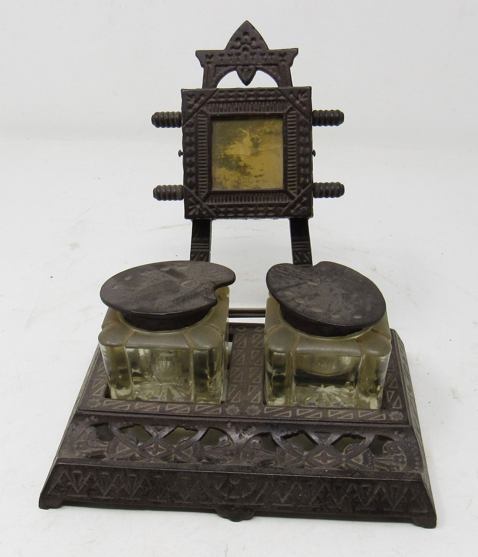Antique Cast Iron Inkwell Stand w/ Palette Tops - Mar 22, 2020 | M.J ...