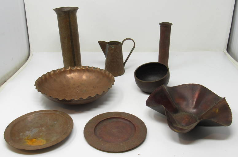 Hammered Copper Vases Bowls Pitcher Trays