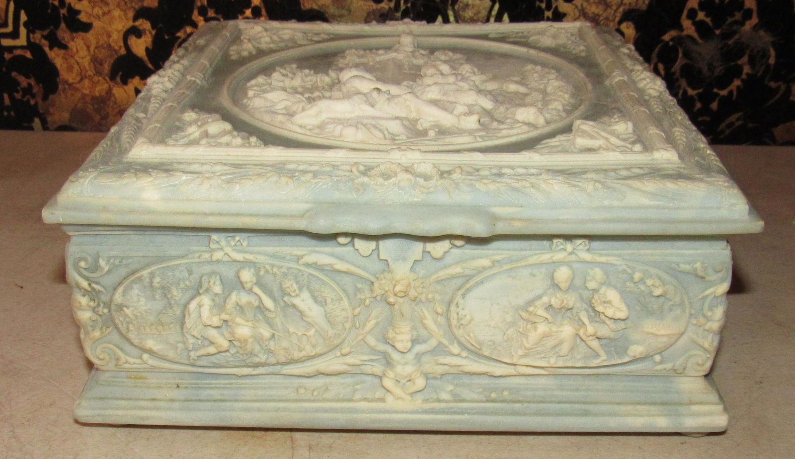 Incolay Stone Cherub Jewelry Box - Oct 19, 2014 | Alicia's Antiques in FL