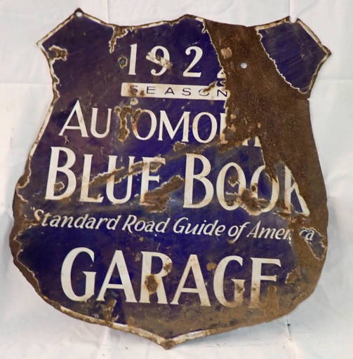 1922 Porcelain Automobile Blue Book Sign