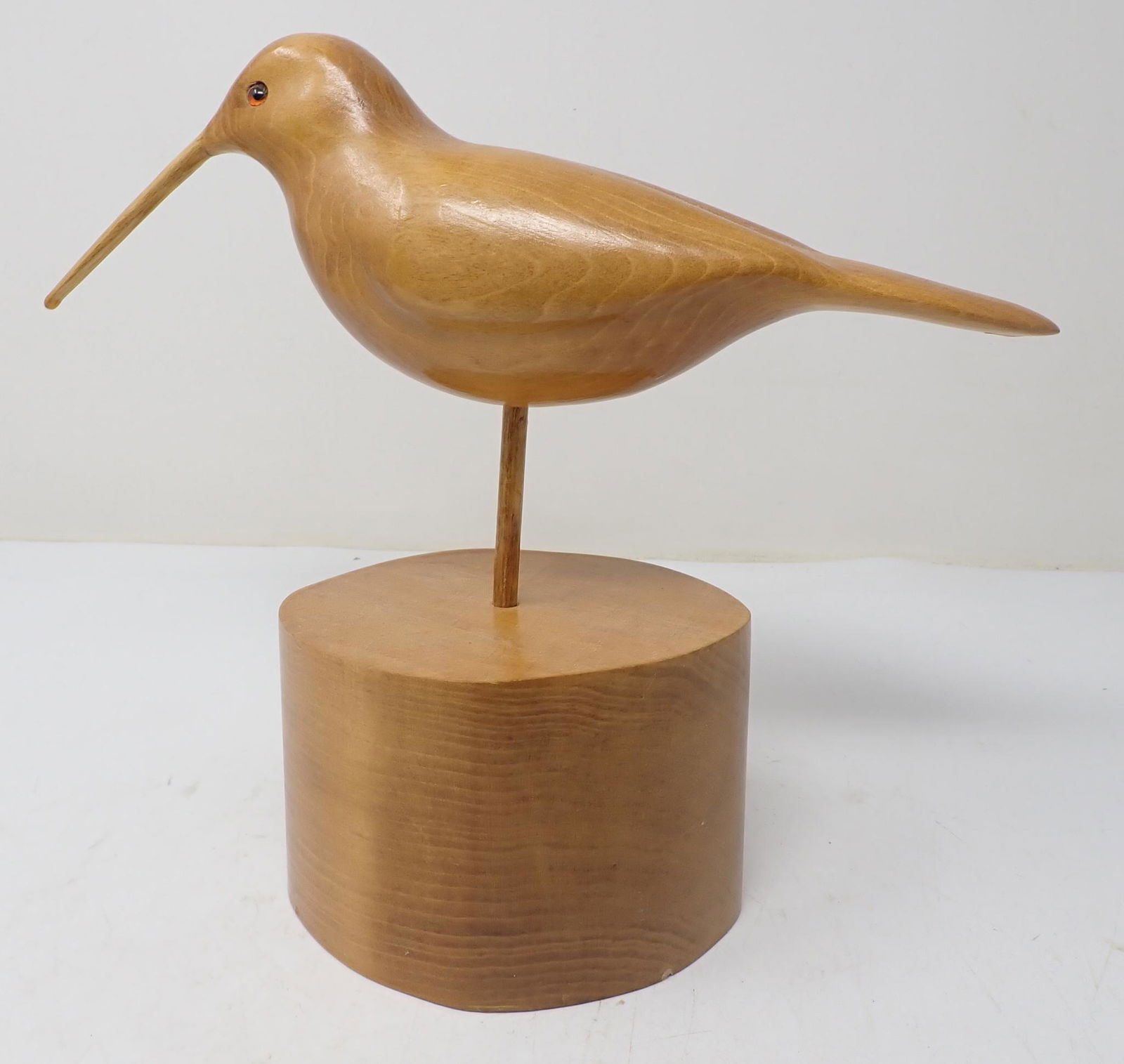 Signed Shore Bird Wood Carving