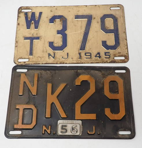 1945 & 1956 Nj License Plates