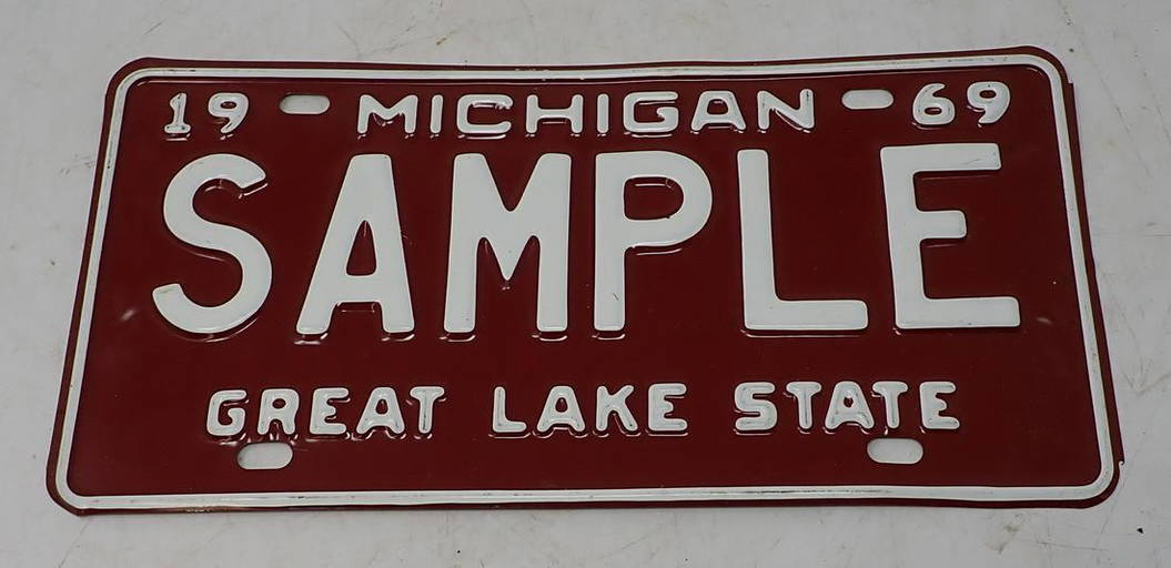 1969 Michigan Sample License Plate