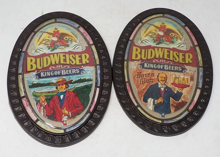 2 Vintage Budweiser Beer Signs