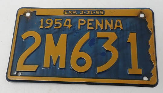 1954 Pennsylvania Motorcycle License Plate