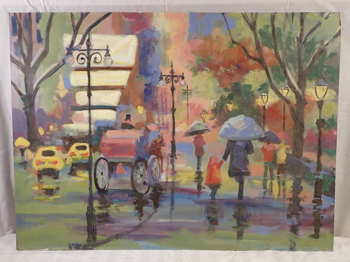 John Reilly City Scene Rainy Day Painting