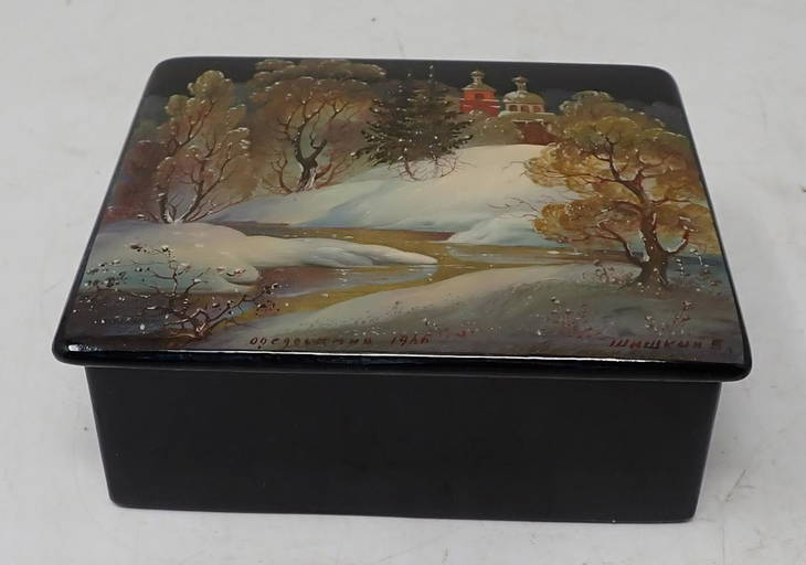 Vintage Signed Russian Lacquer Painted Box