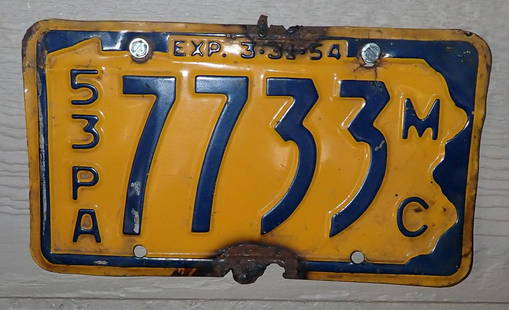 1954 Pennsylvania Motorcycle License Plate