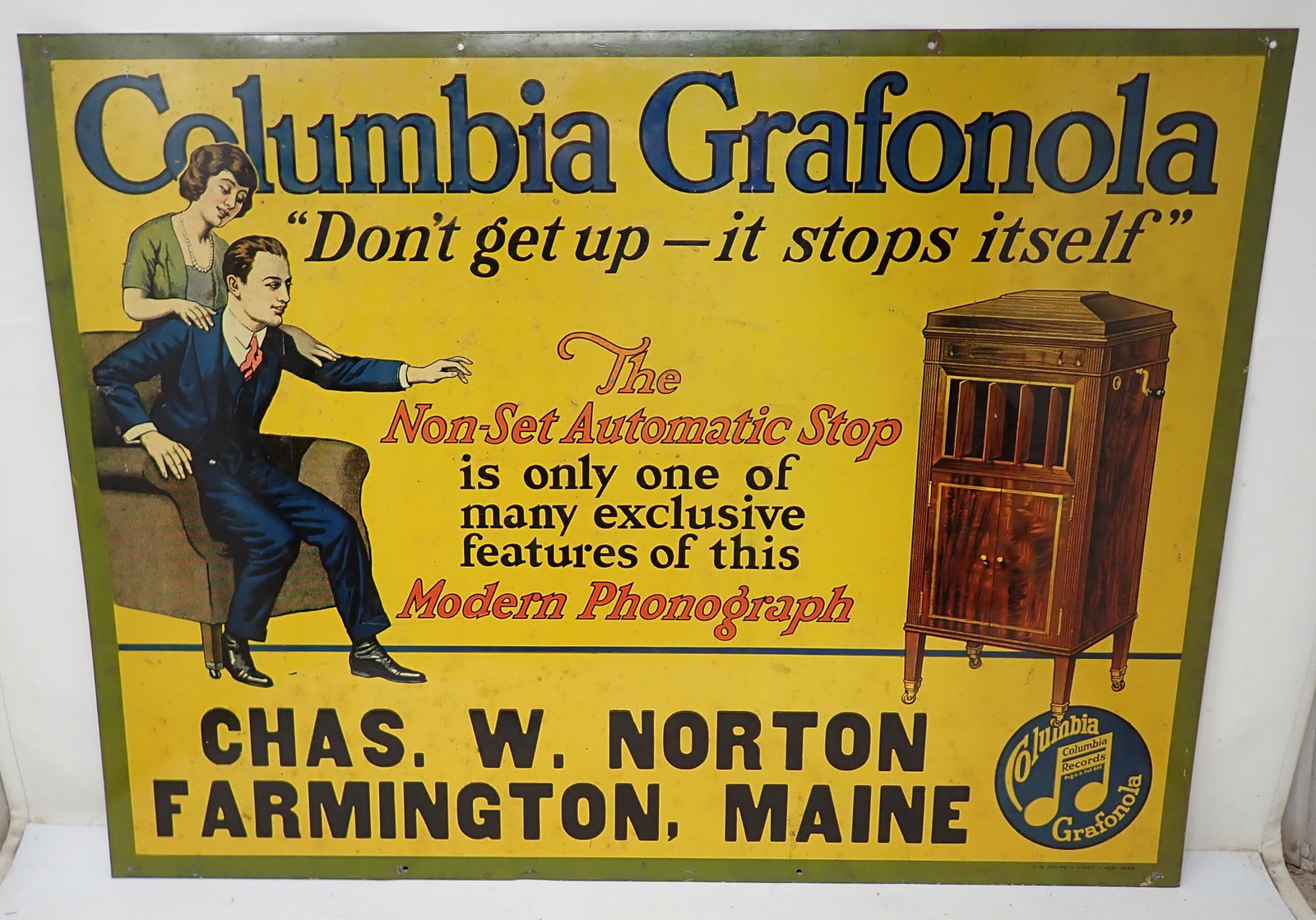 Columbia Grafonola Phonograph Sign - Oct 16, 2022 | M.J. Stasak Jr ...