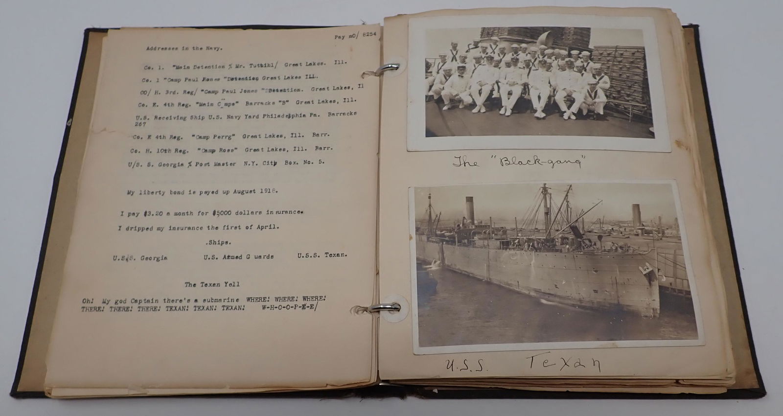 1917 Wwi Us Navy Diary / Photo Album