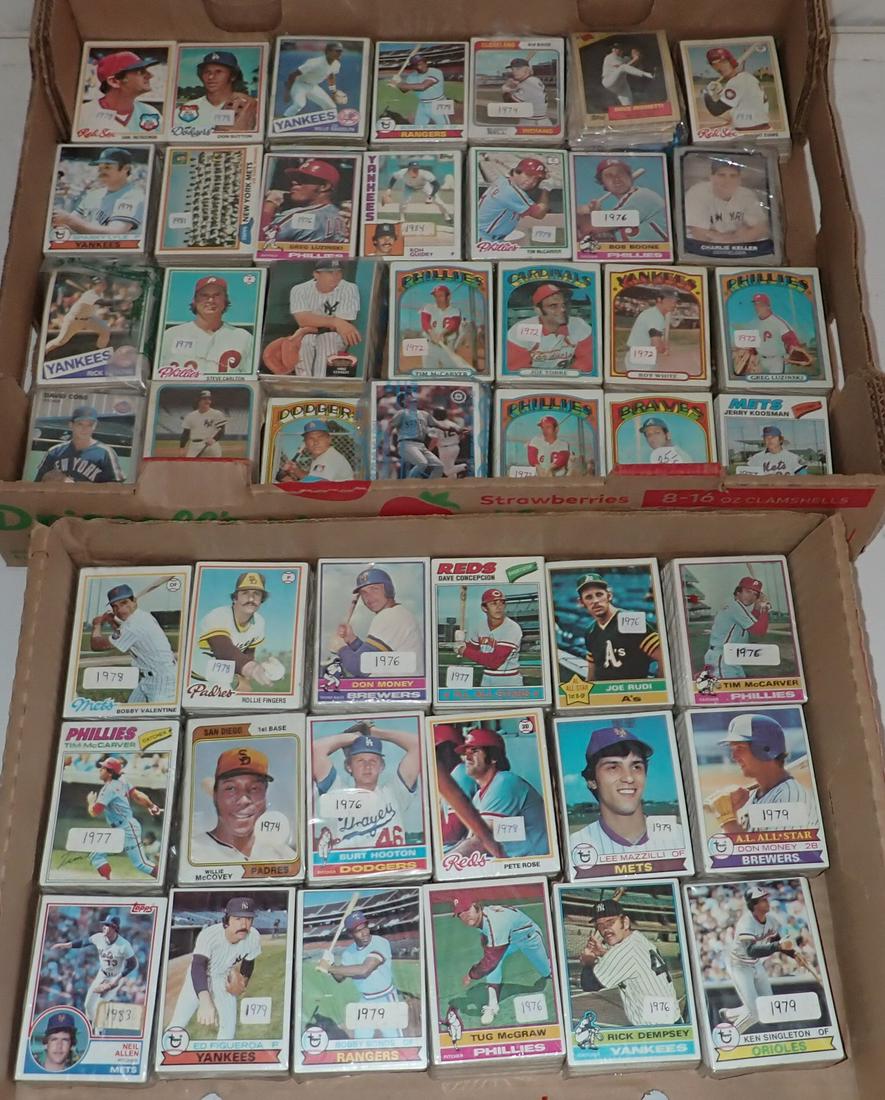 46 Stacks Of 1970's Baseball Cards