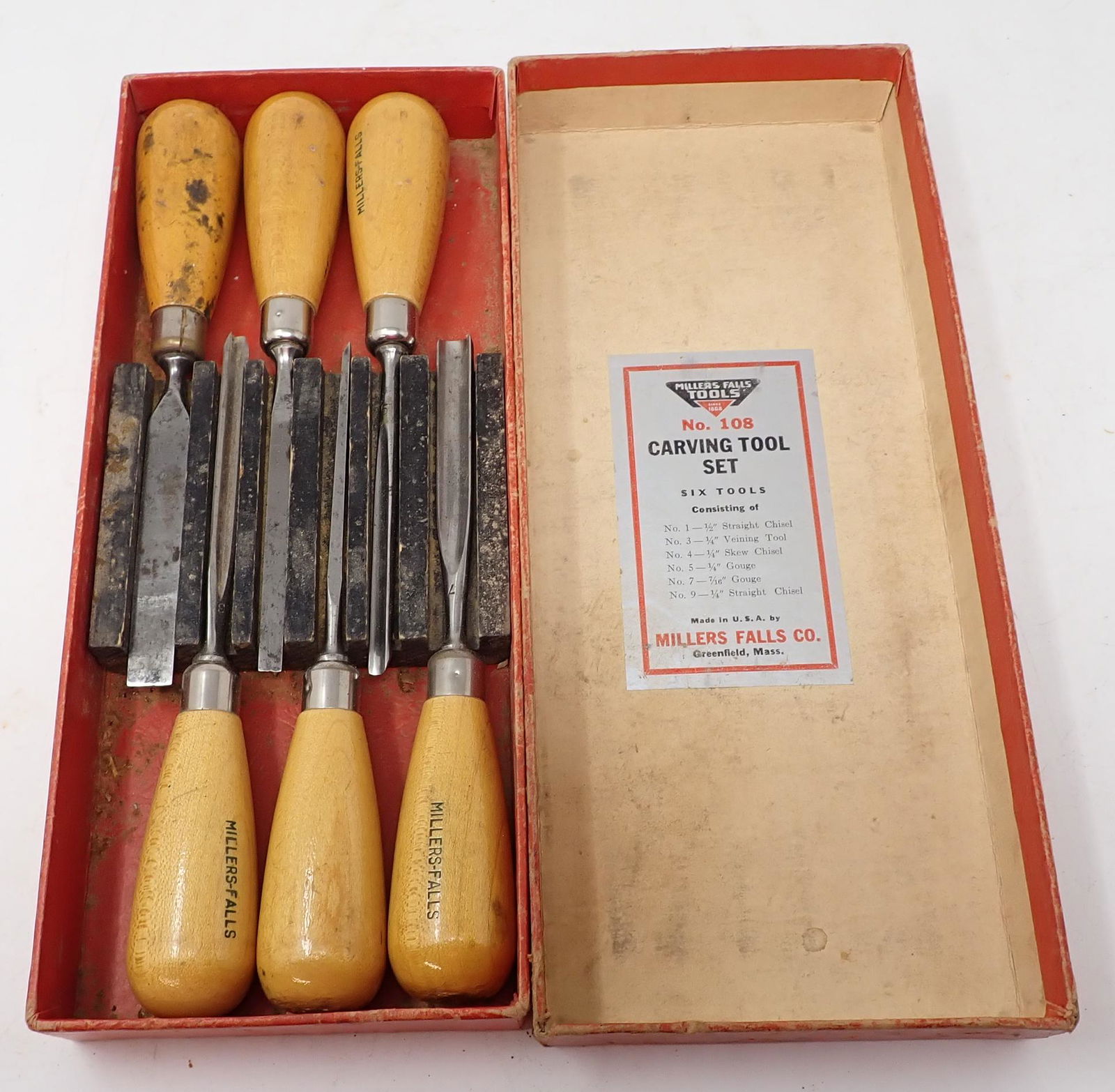 Millers Falls No. 108 Carving Tool Set Auction