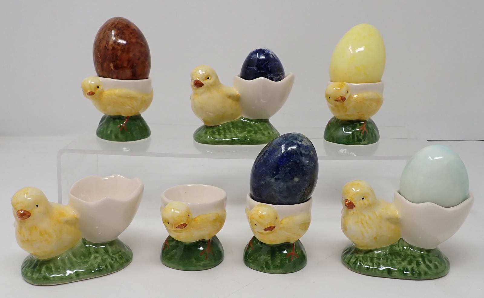 Chick Egg Cups W/ Marble Eggs Auction