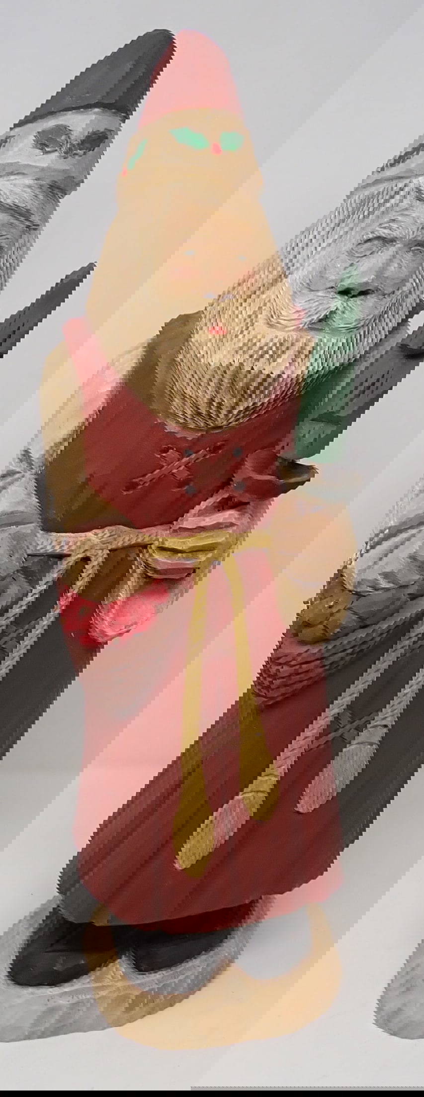 Wood Carved Santa Signed Gh Auction