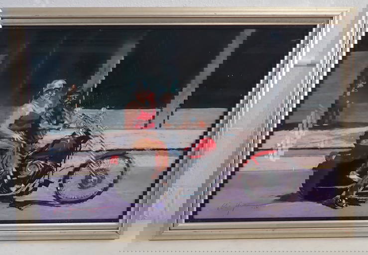 Rhoda Yanow Chopper Motorcycle Pastel Art