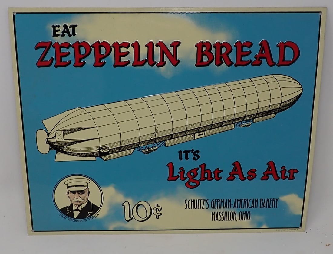 Zeppelin Bread Schultz's German Bakery Sign Auction