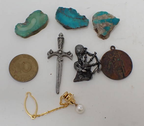 Pewter Sword Figure St Anthony Medal Geodes